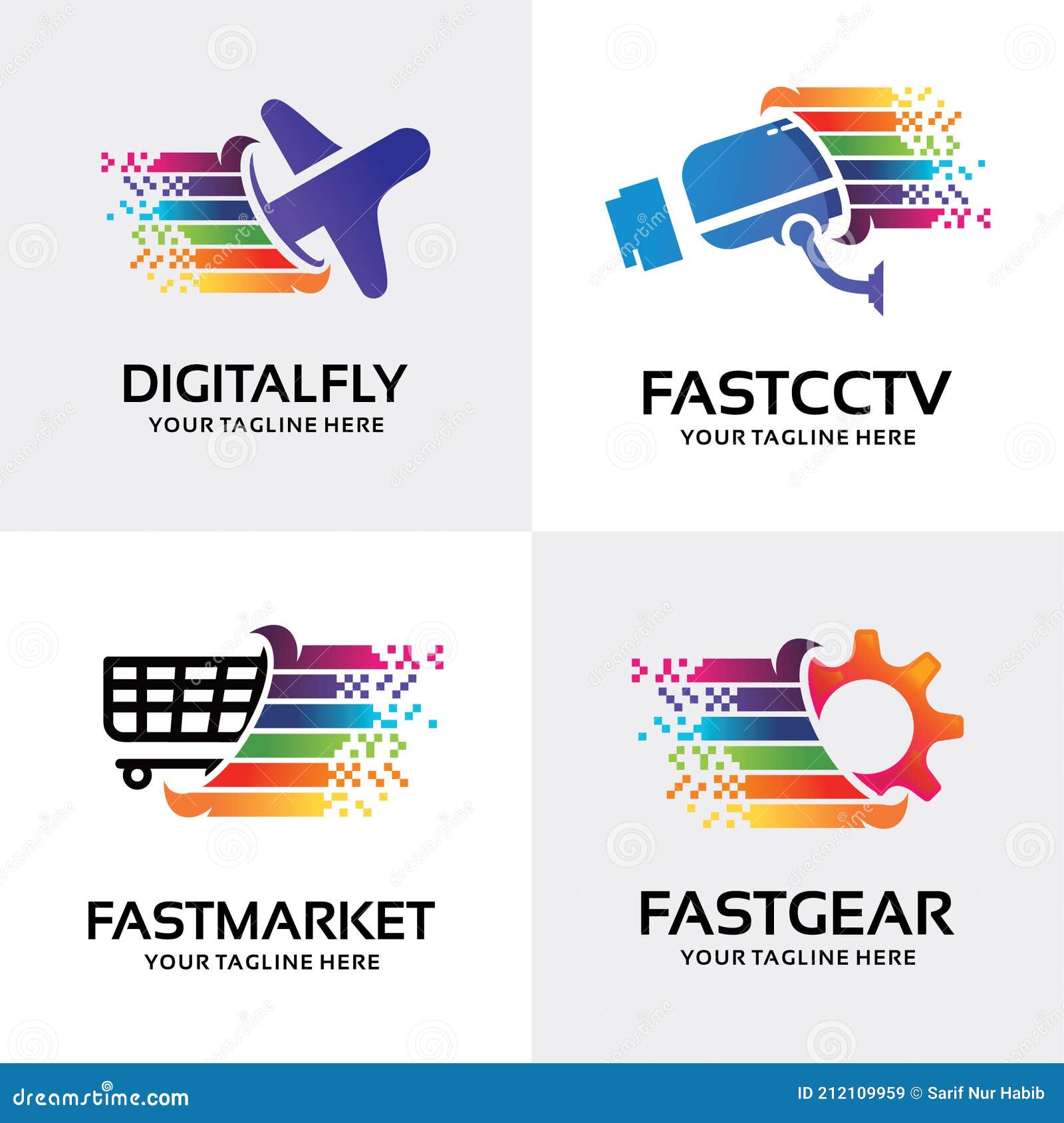 Digital Technology Logo Set Design Template Collection Stock Vector ...