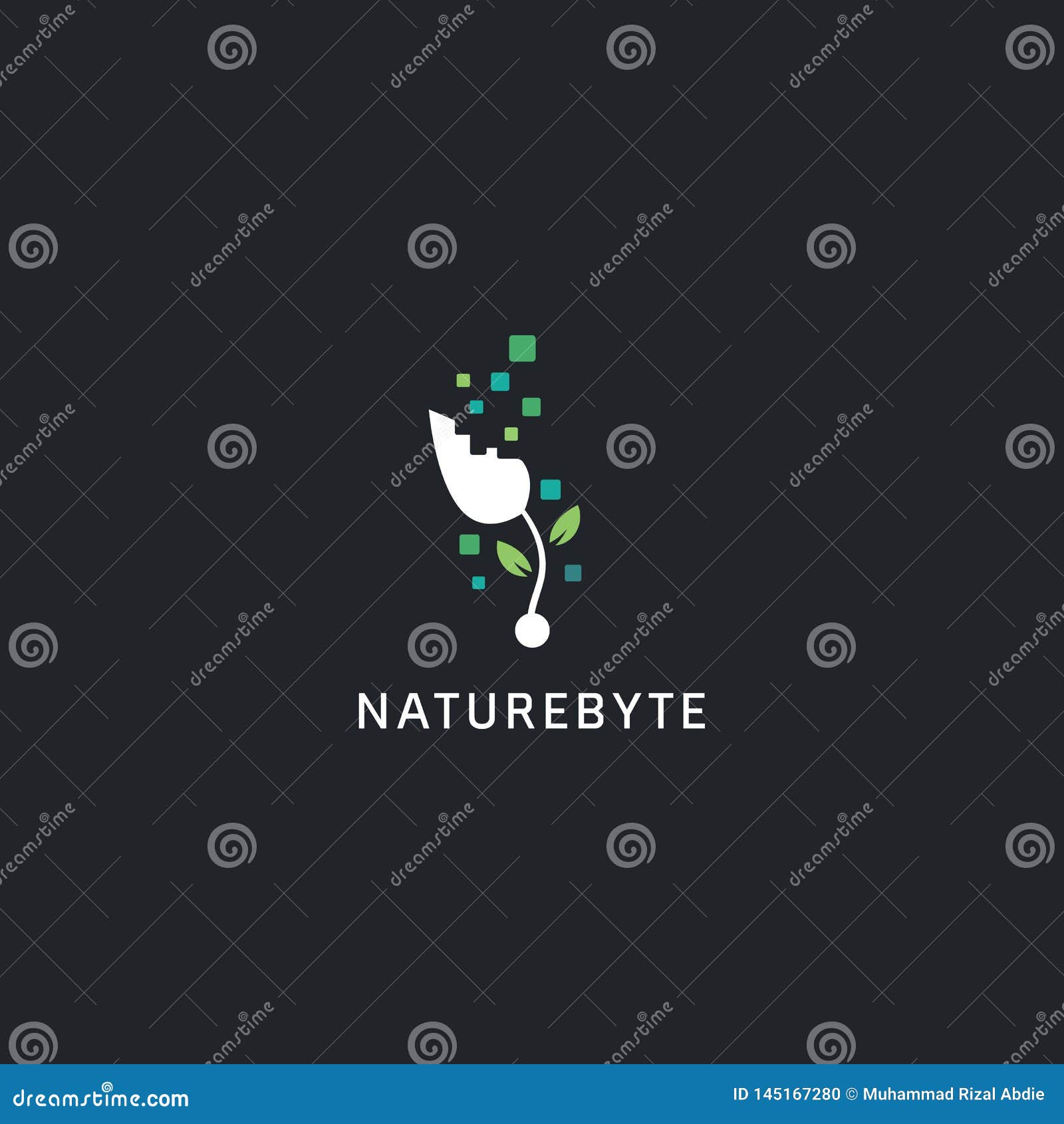 Digital Technology Logo Style, Nature Byte Plant Logo Icon Symbol with ...