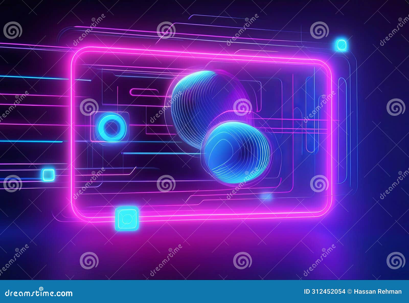 Digital Technology Metaverse Neon Blue Pink Background, Cyber ...