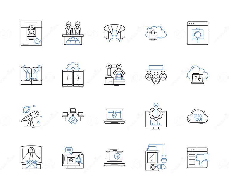 Digital Technology Outline Icons Collection. Digital, Technology, Networking, Computing ...