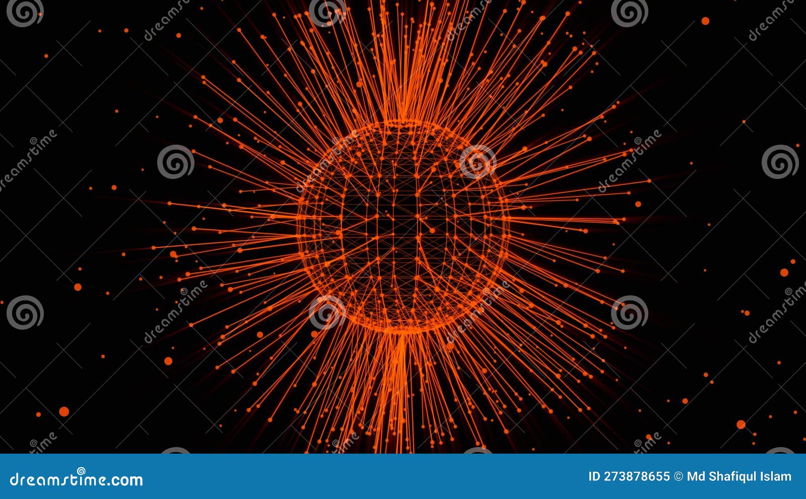 Digital Technology Plexus Structure Big Data Plexus Effect Sphere Of Connected Nodes Cluster