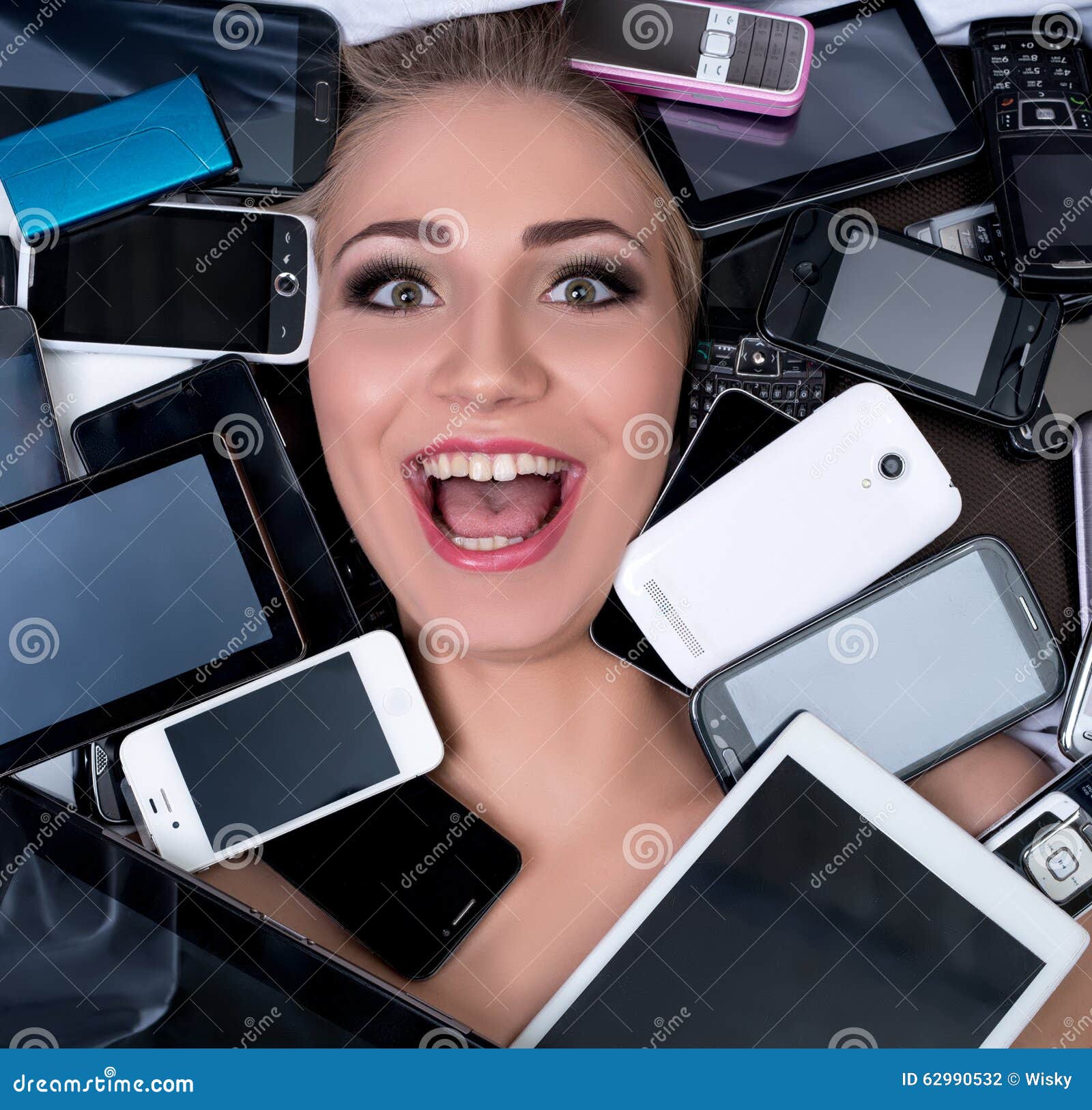 Digital Technology Progress. Happy Customer Posing Stock Photo - Image ...