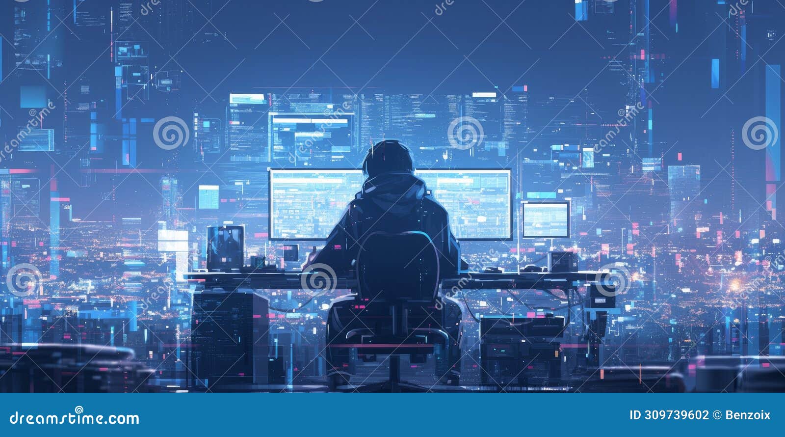 Digital Technology, Software Development Concept. Coding Programmer, Software Engineer Working ...