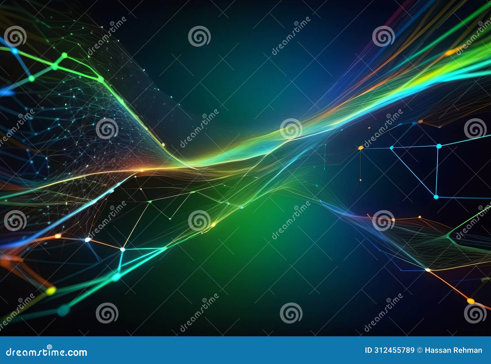 Digital Technology Speed Connect Blue Green Background Stock ...