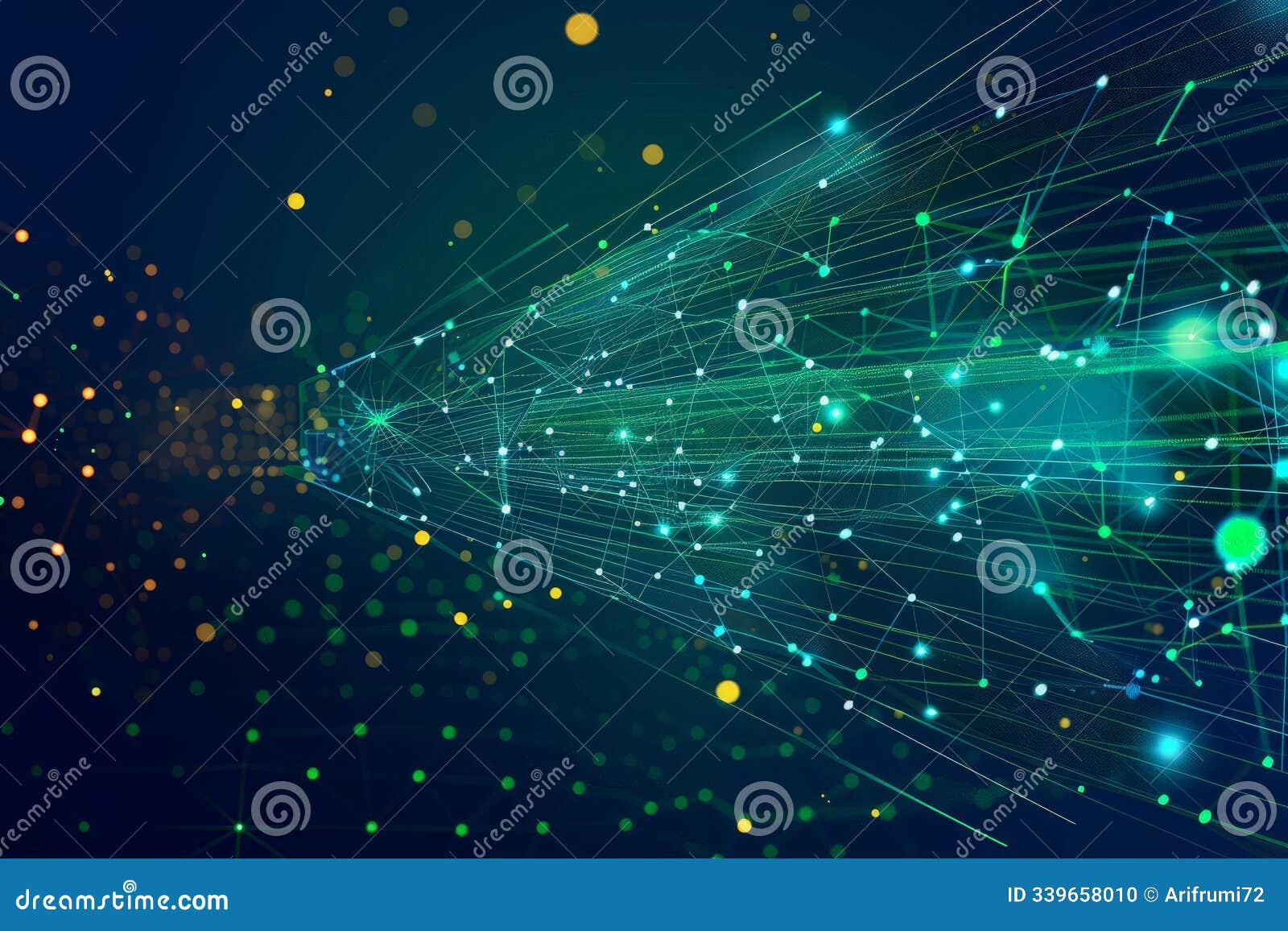 Digital Technology Speed Connect Blue Green Background, Innovation ...