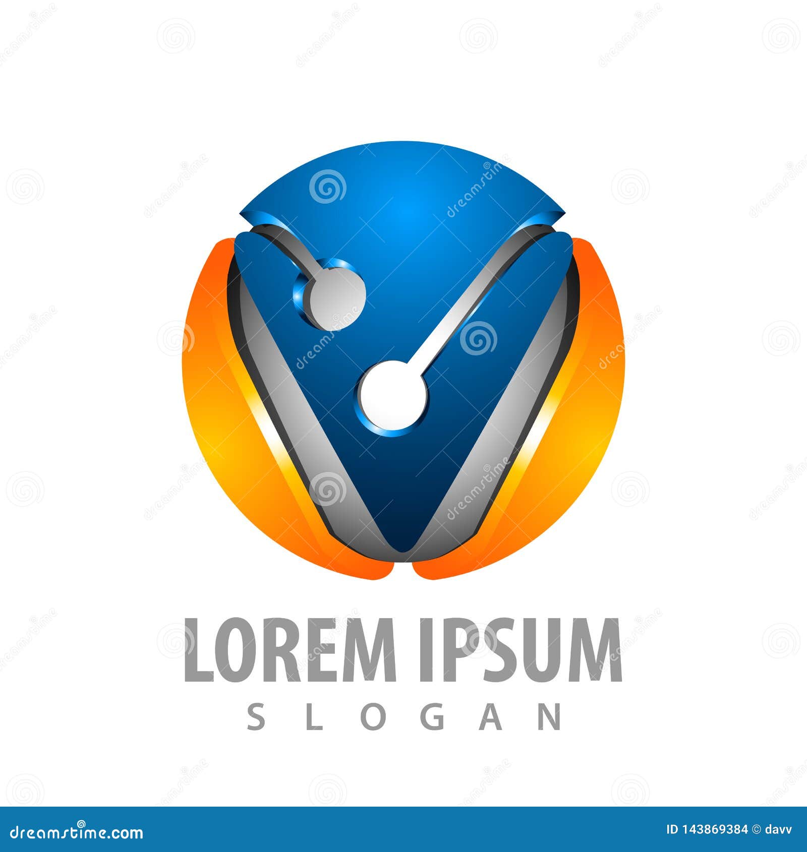 Digital Technology Sphere with Letter V Concept Design. Symbol Graphic ...