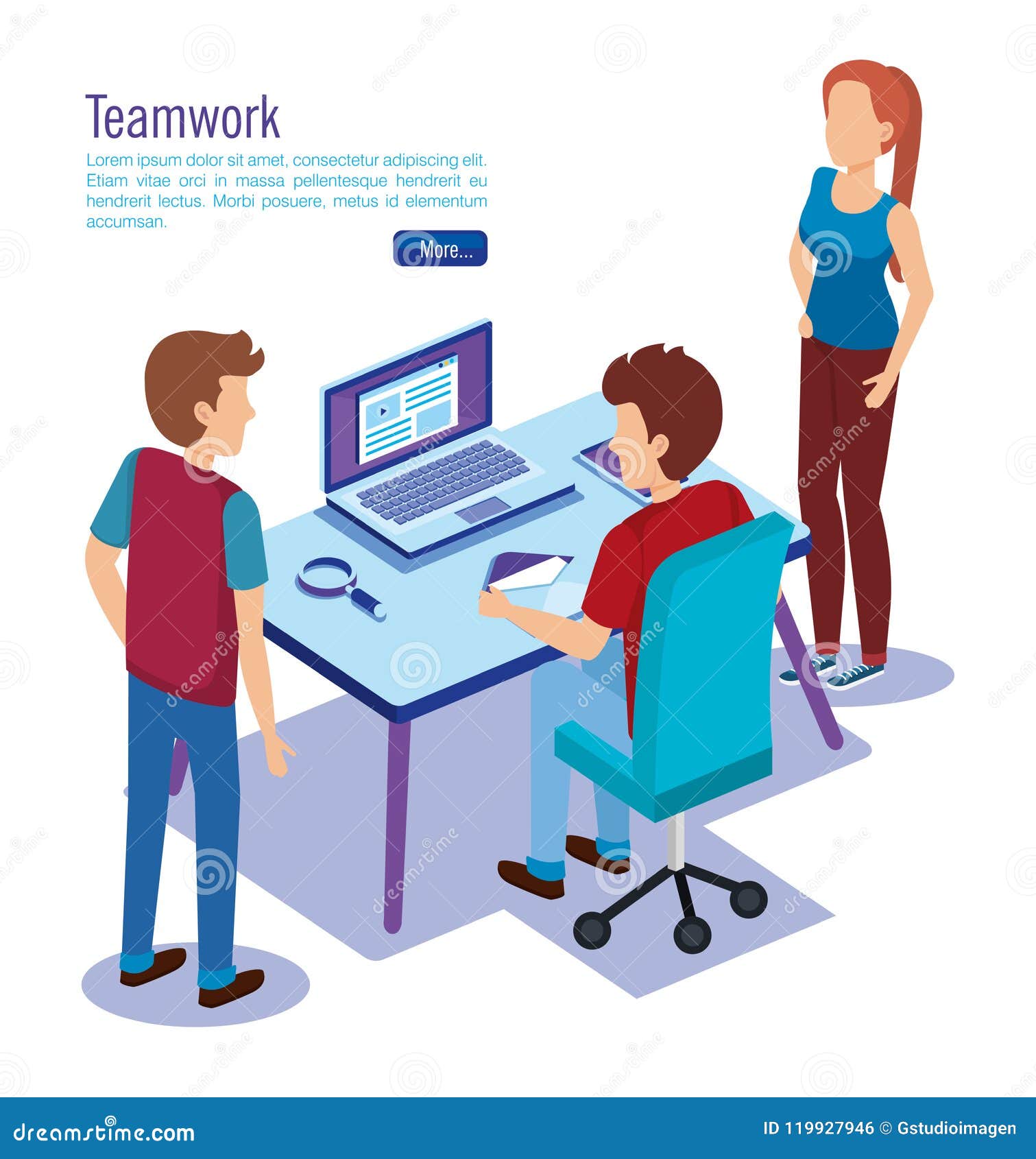 Digital Technology with Teamwork Isometrics Stock Vector - Illustration ...