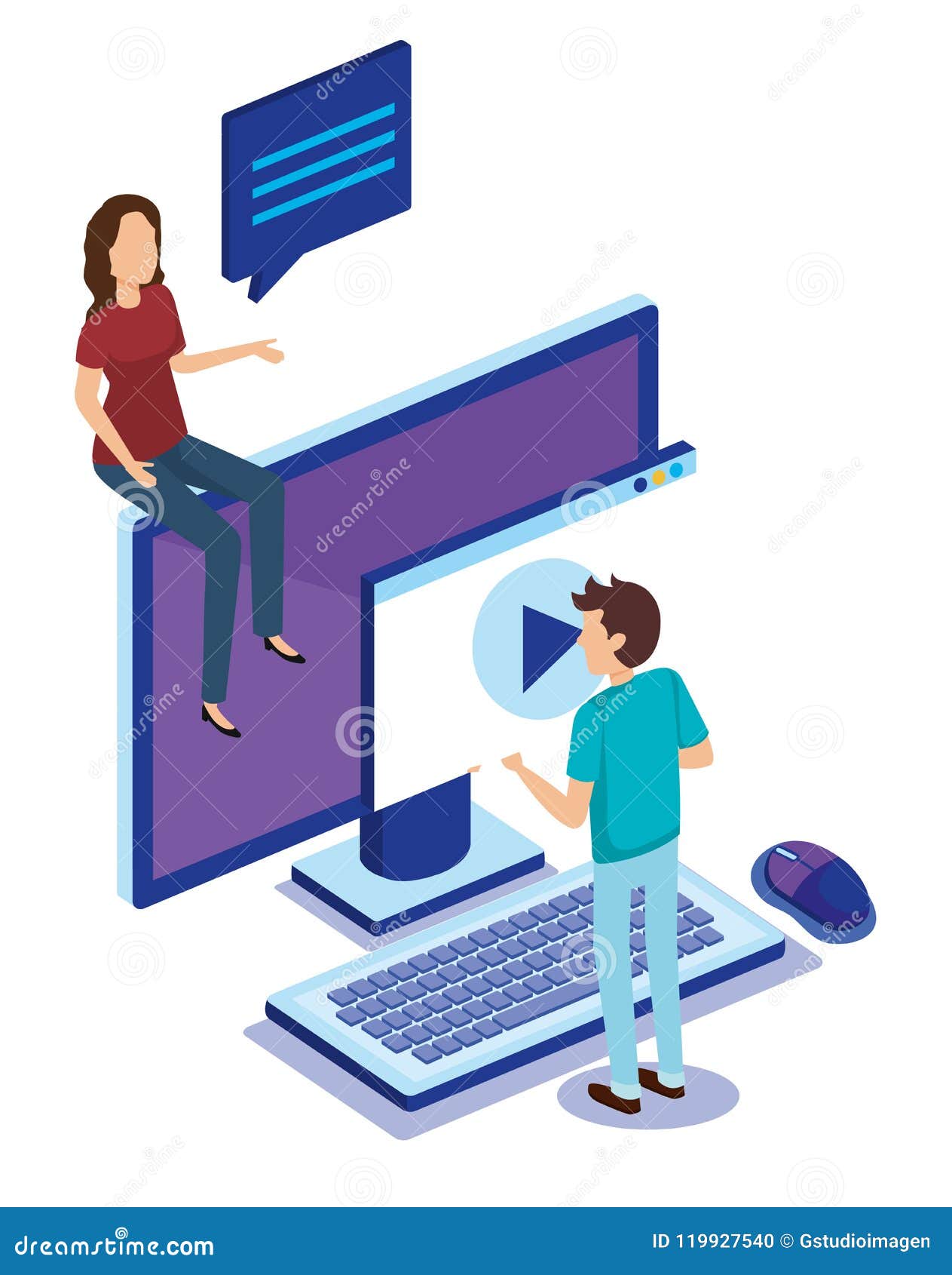 Digital Technology with Teamwork People Isometric Stock Vector ...