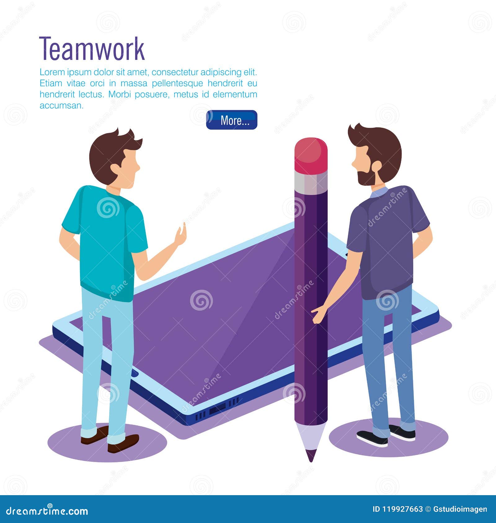 Digital Technology with Teamwork People Isometric Stock Vector ...