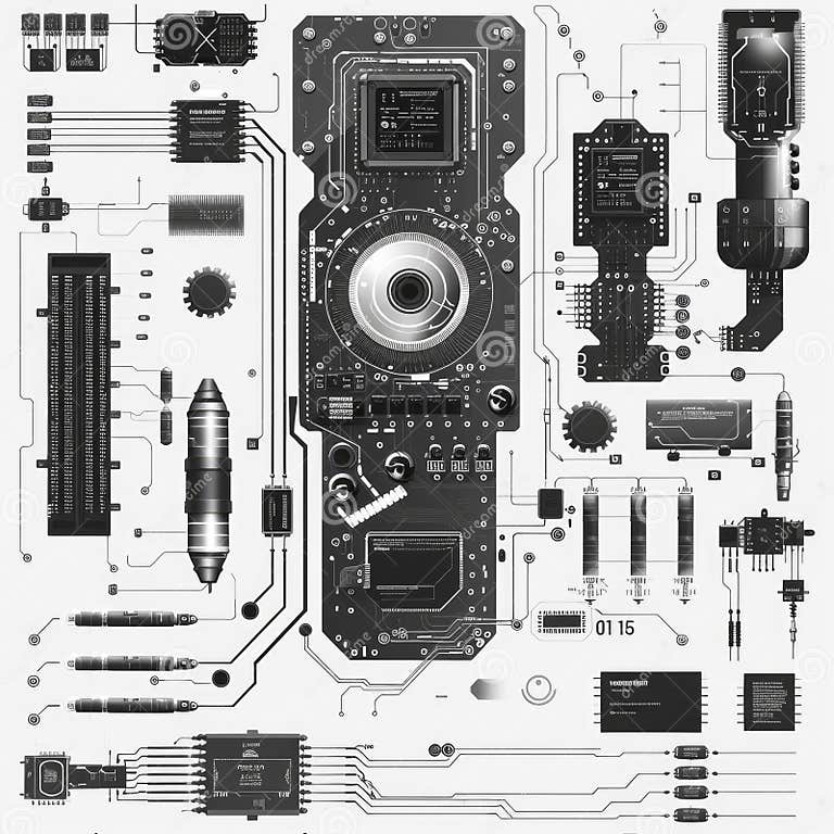 Digital Technology Texture Illustration Showcasing Circuit Design and Electronic Components ...