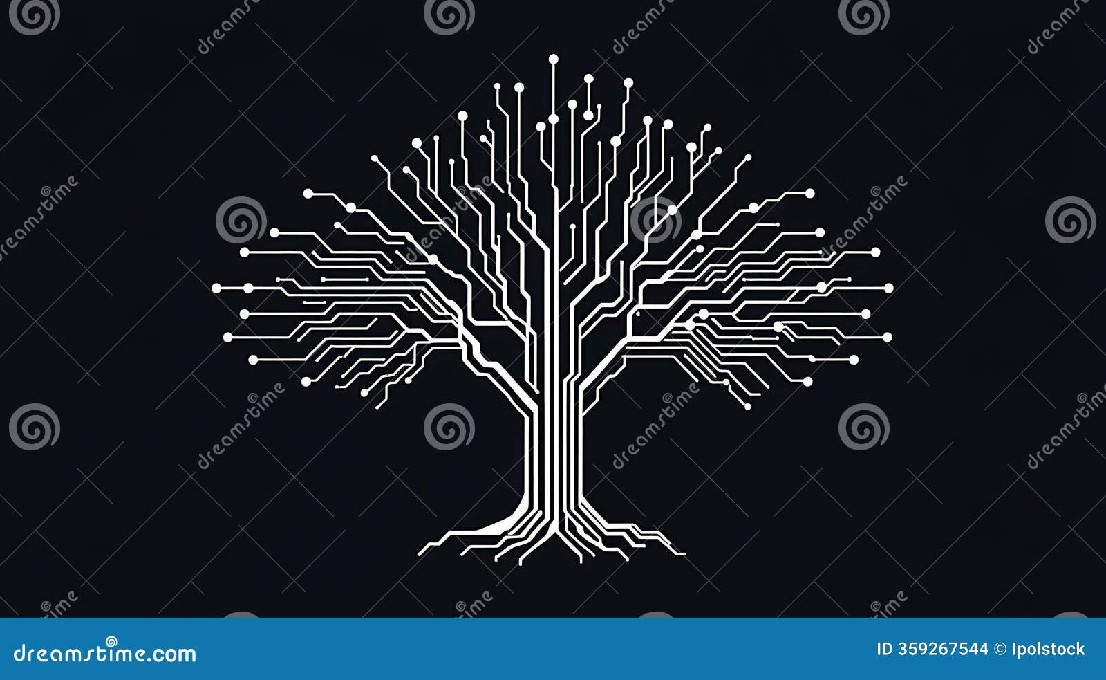 Digital Technology Tree Circuit Board Design Pattern on Black ...