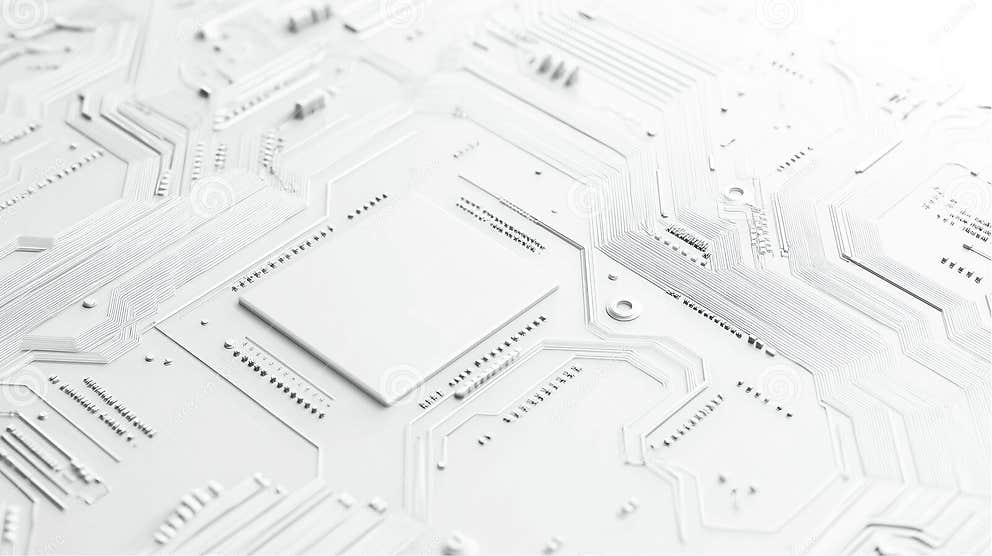 Digital Technology White on White Abstract Background Concept with ...