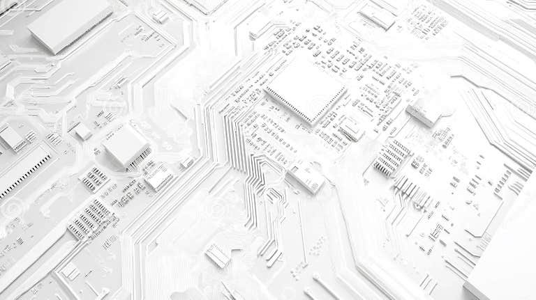 Digital Technology White on White Abstract Background Concept with ...