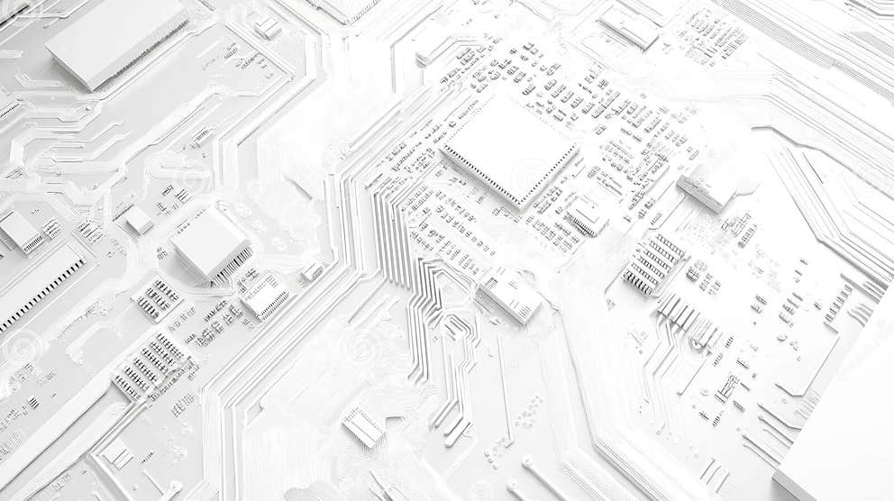 Digital Technology White on White Abstract Background Concept with ...