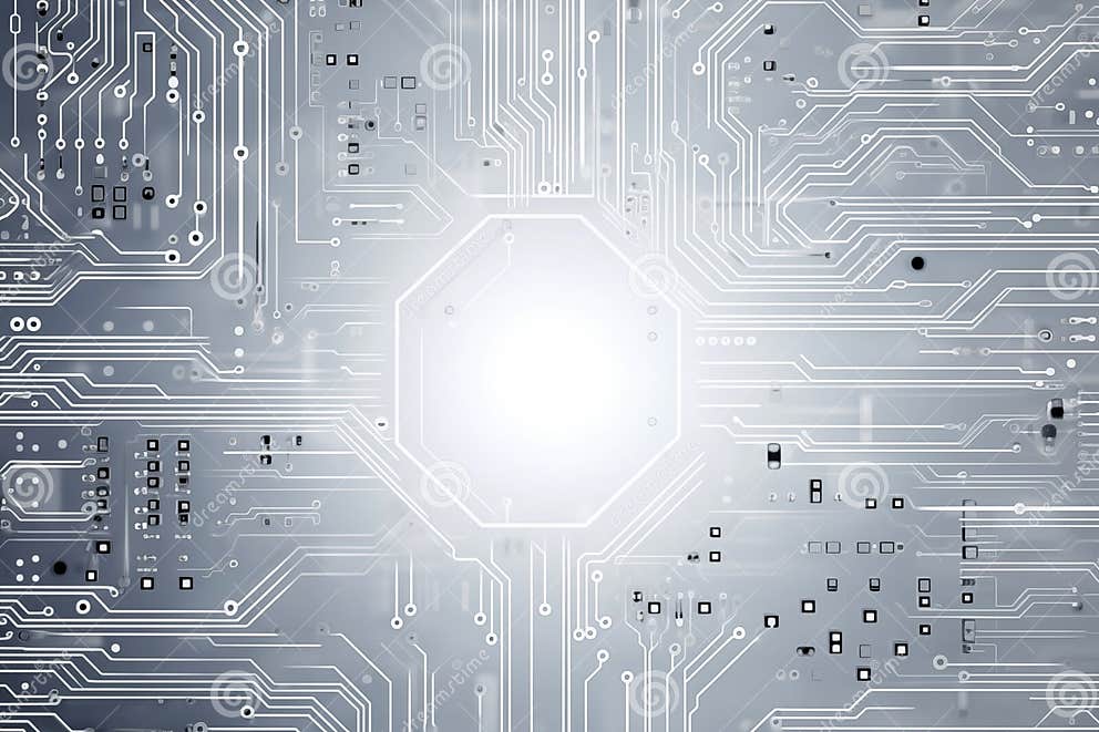 Digital Technology White and Silver Abstract Background Concept with ...