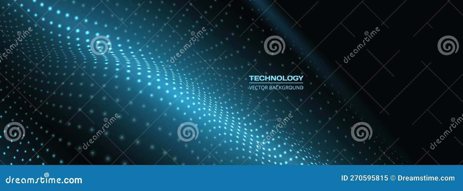 Digital Technology Wide Abstract Background with Blue Tech Particle ...