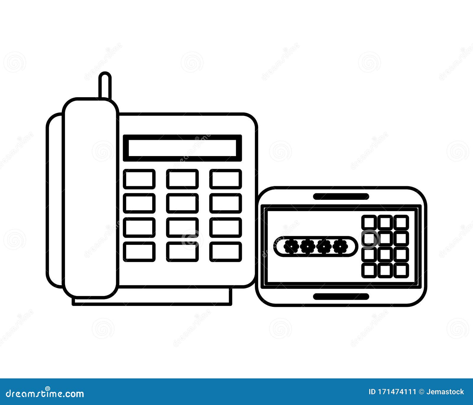 Digital Telephone and Password Display Stock Vector - Illustration of ...