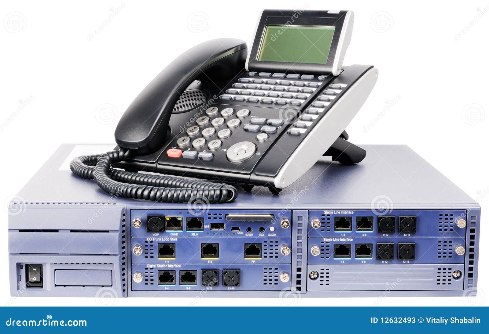 Digital Telephone and Switch Stock Image - Image of blue, device: 12632493
