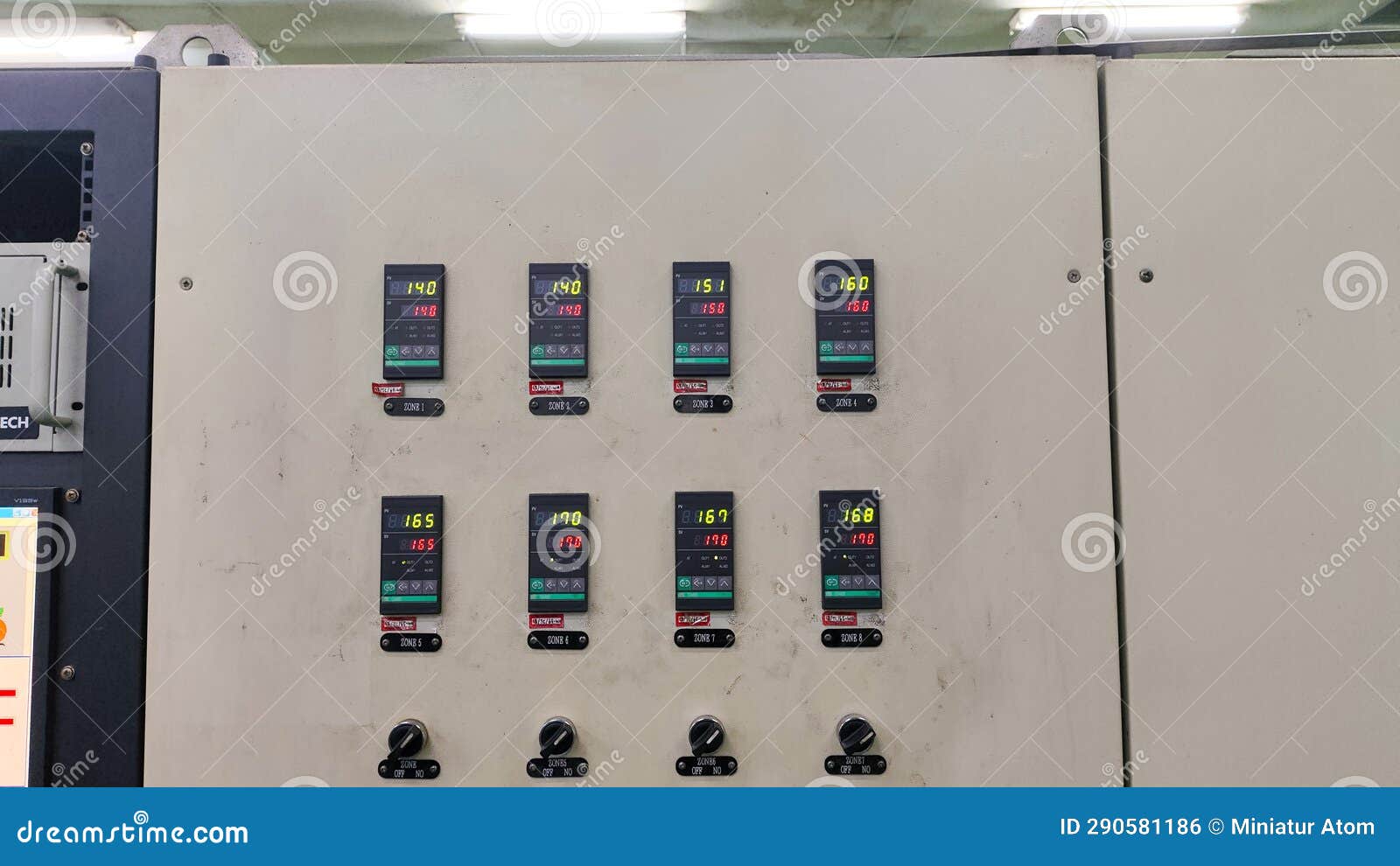 Digital Temperature Control on the Old Control Panel System Stock Photo ...