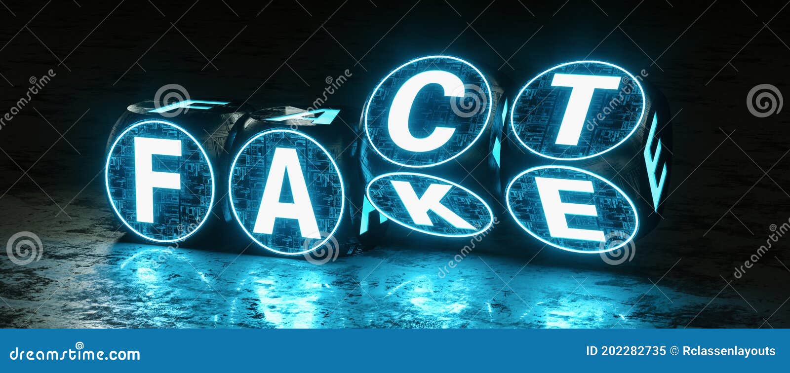 Digital Text Dice on Ground Form the Words Fact and Fake Stock Image ...