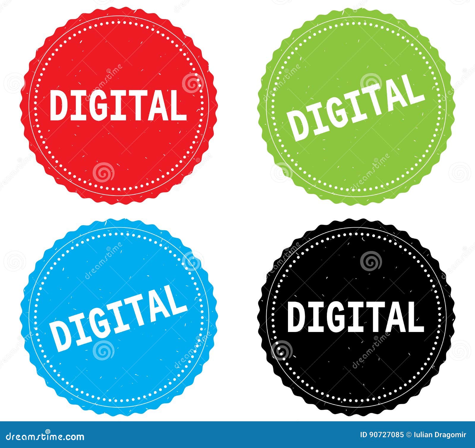 DIGITAL Text, on Round Wavy Border Stamp Badge. Stock Illustration ...