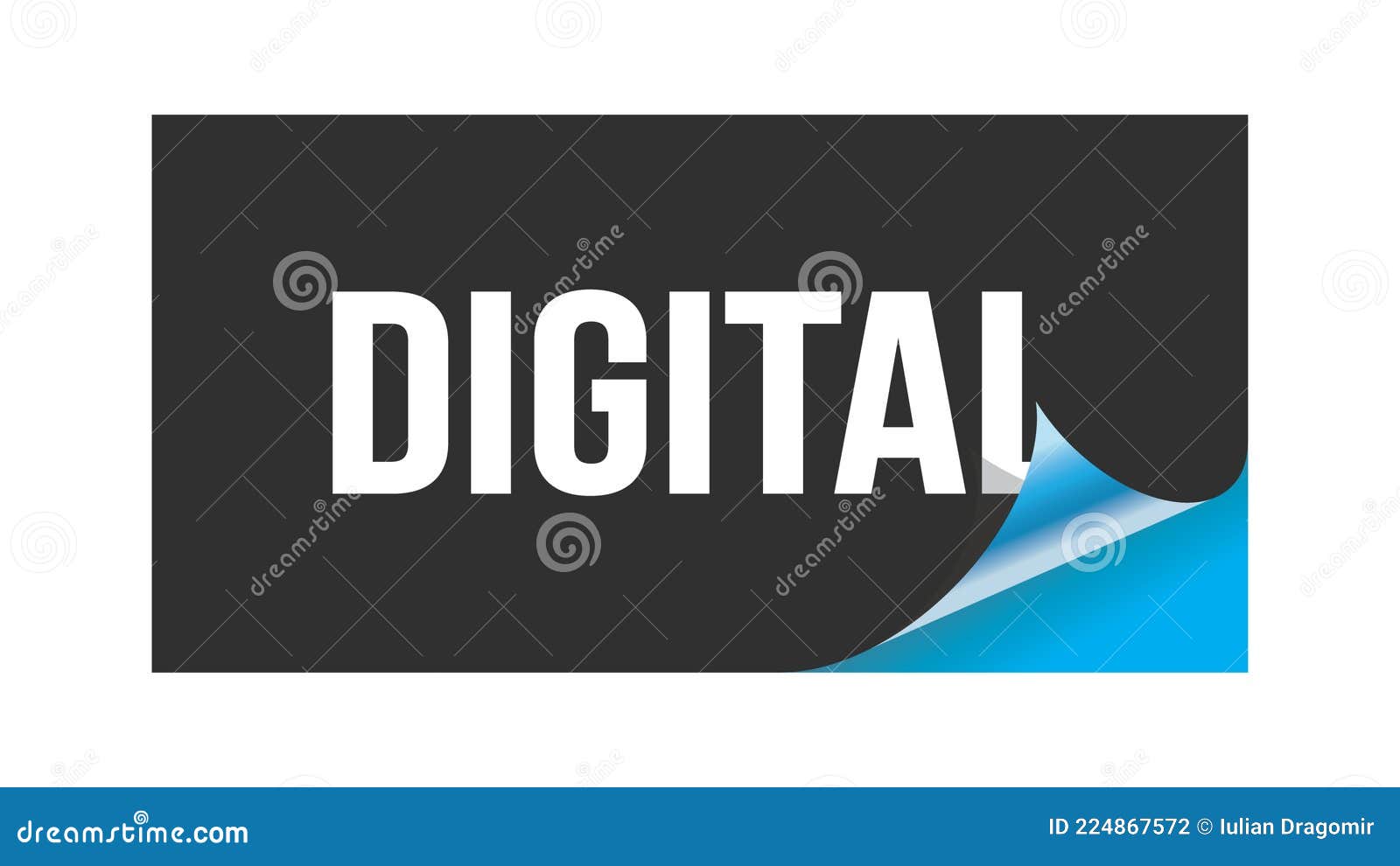 DIGITAL Text Written on Black Blue Sticker Stock Illustration ...