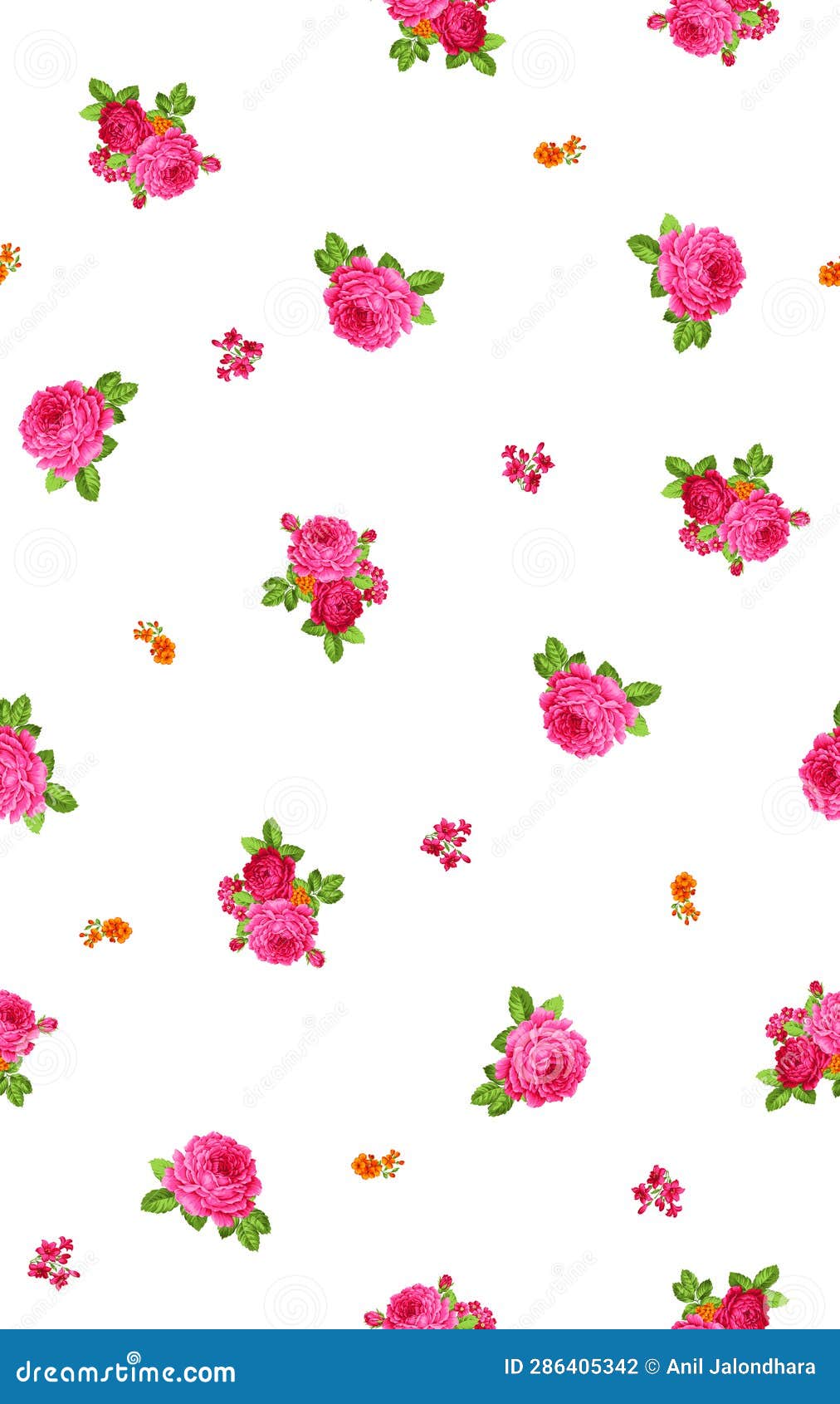 Flower All Over Pattern Multi Colour Abstract Seamless White Background ...
