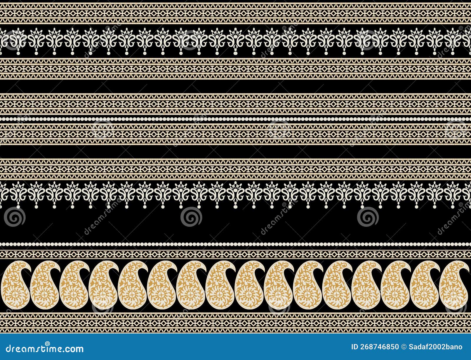 Digital Textile Design Pattern Boder Stock Illustration - Illustration ...