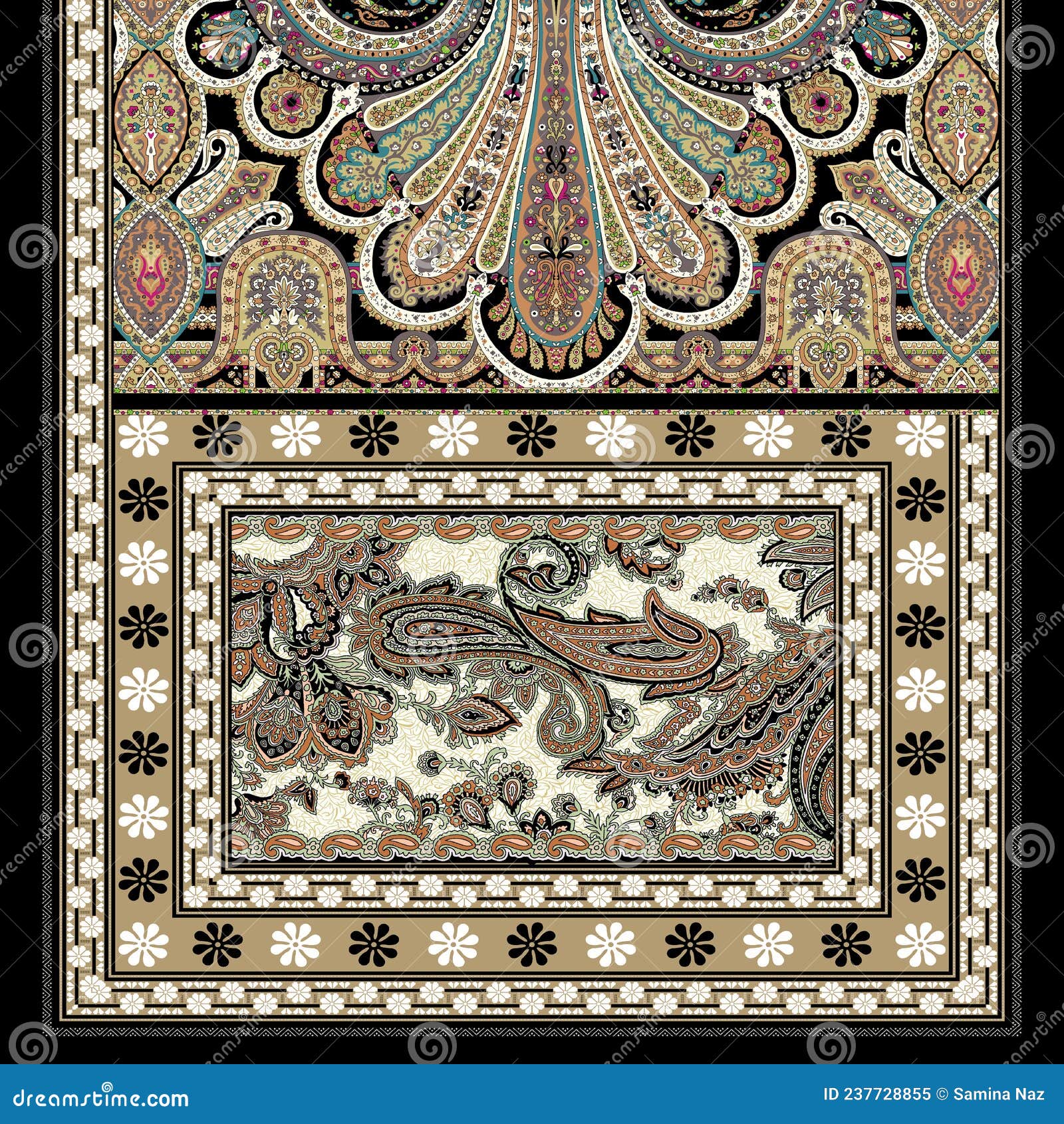 Boder Textile Design Print Created Stock Illustration - Illustration of ...