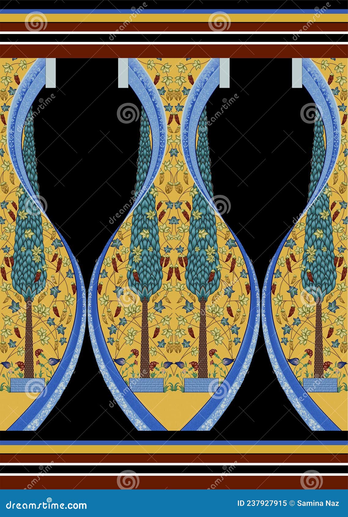 Boder Textile Design Print Red Combinatin Stock Illustration ...