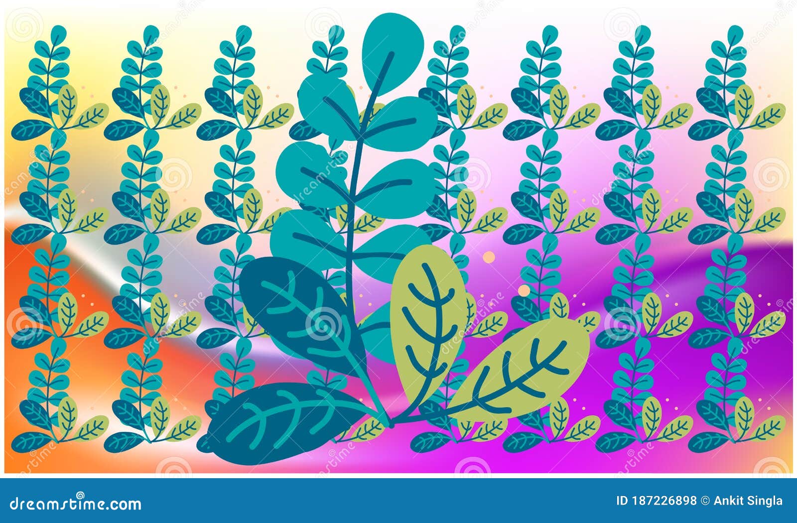 Digital Textile Design of Various Leaves on Abstract Background Stock ...