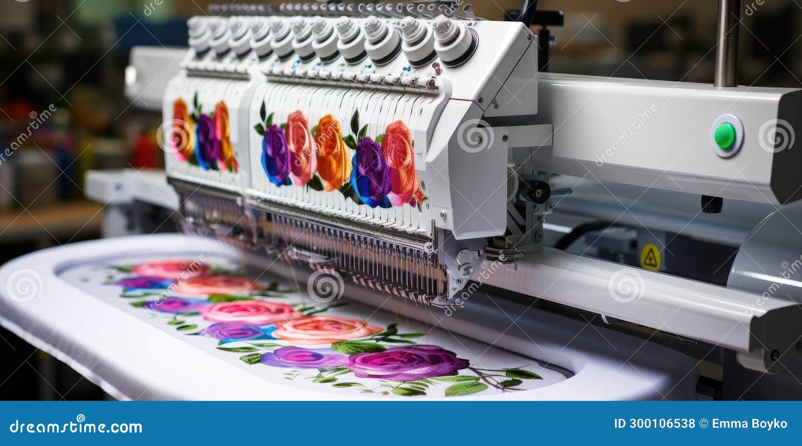 Digital Textile Industry, Automatic Embroidery Machine in a Factory ...