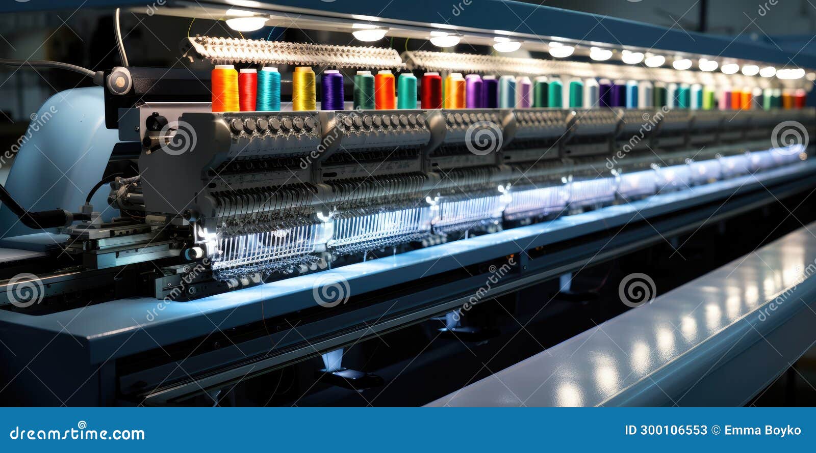 Digital Textile Industry, Automatic Embroidery Machine in a Factory ...