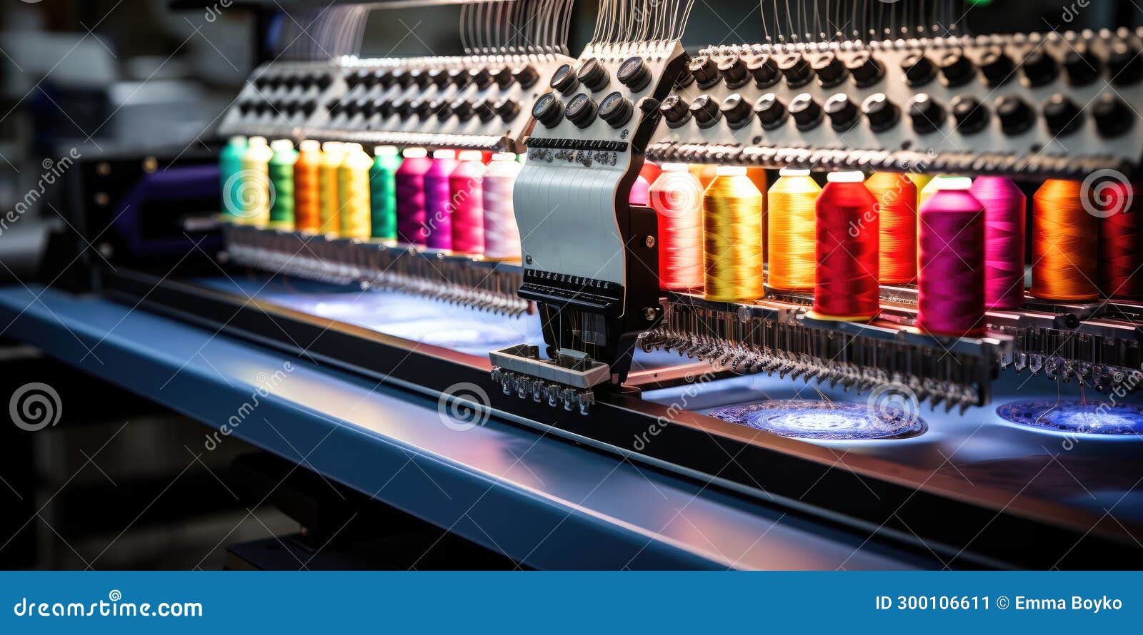 Digital Textile Industry, Automatic Embroidery Machine in a Factory ...