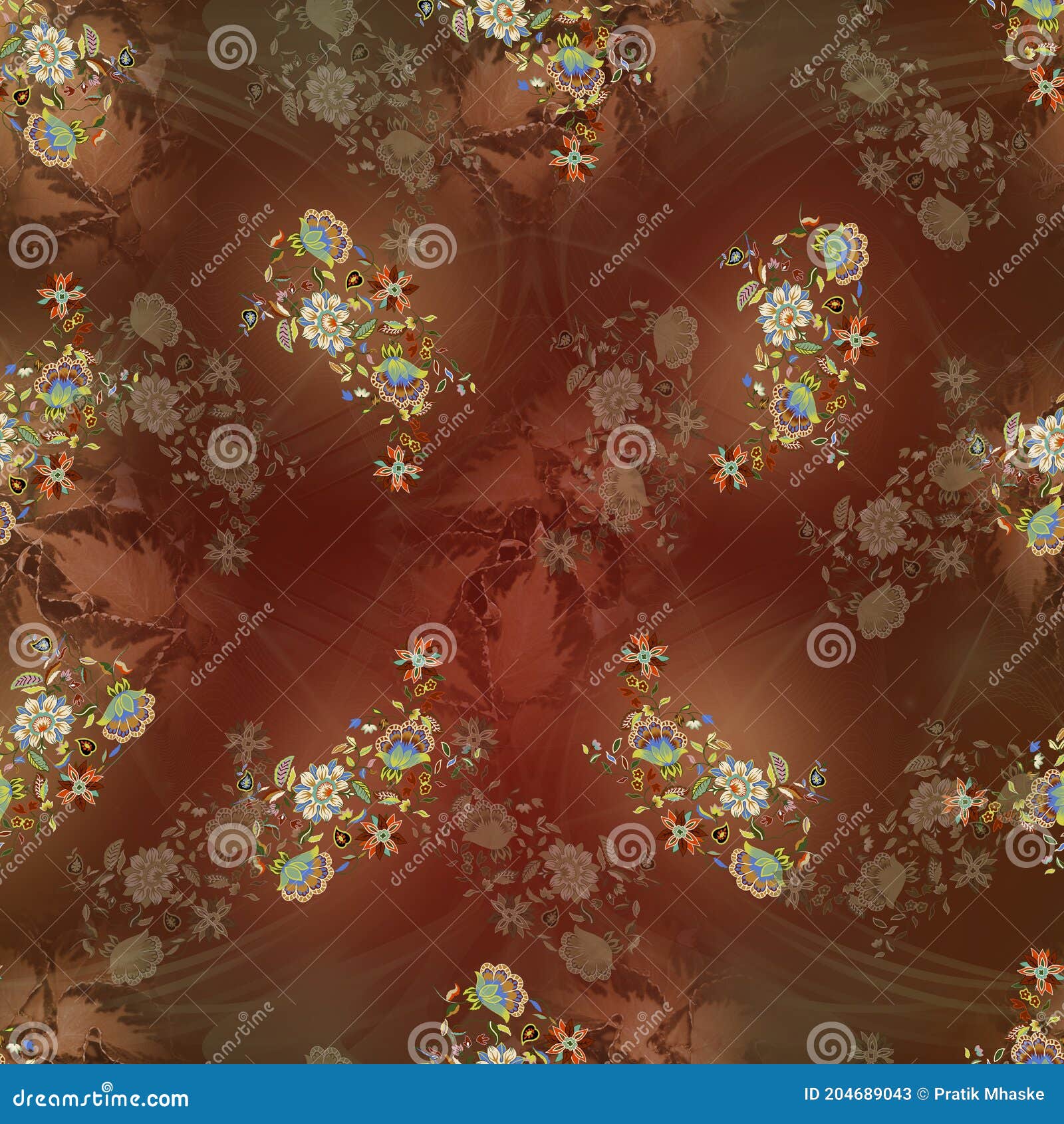 DIGITAL TEXTILE SAREE DESIGN and FLOWERS Stock Illustration ...