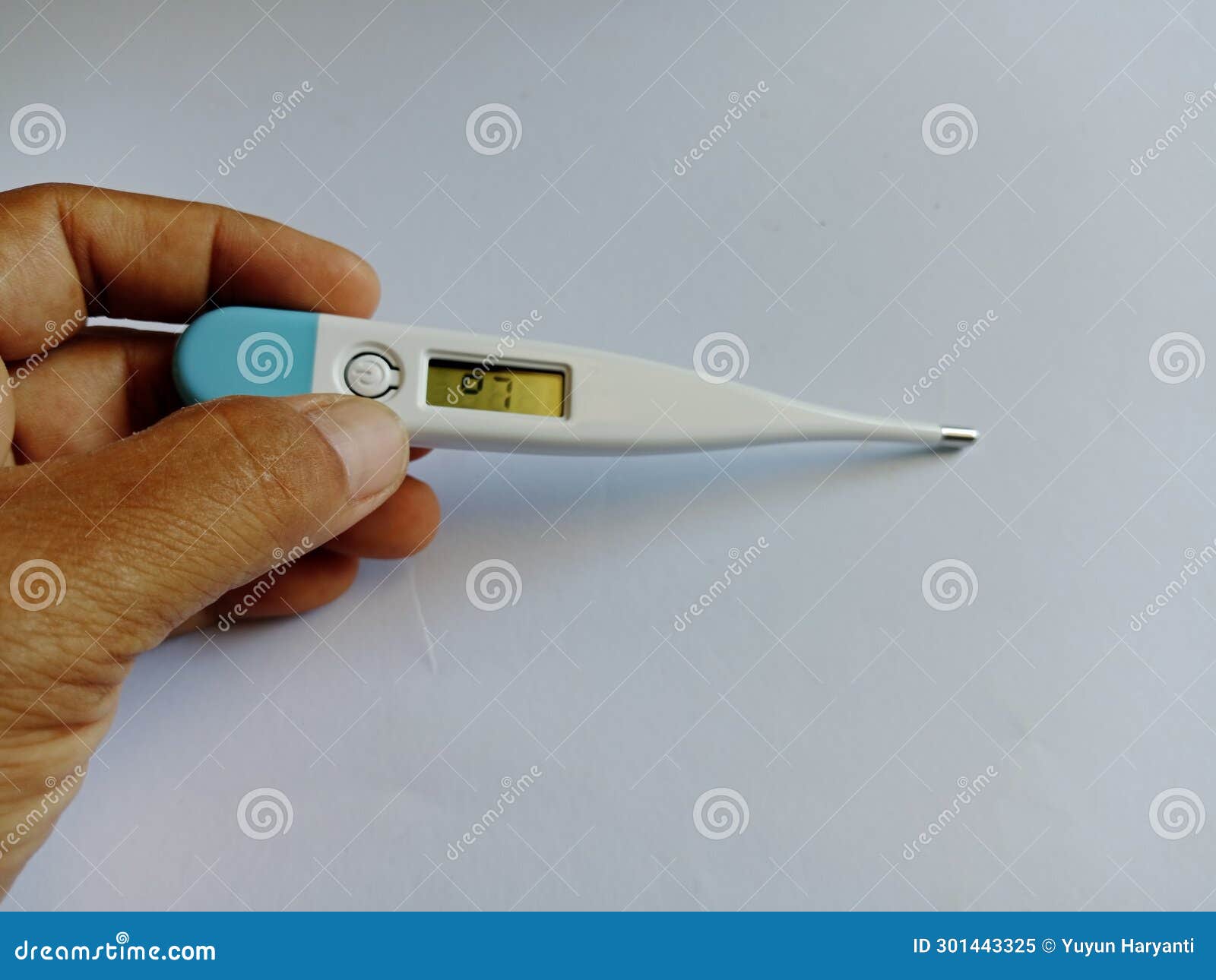 Digital Thermometer Held in Human Hand Stock Image - Image of ...