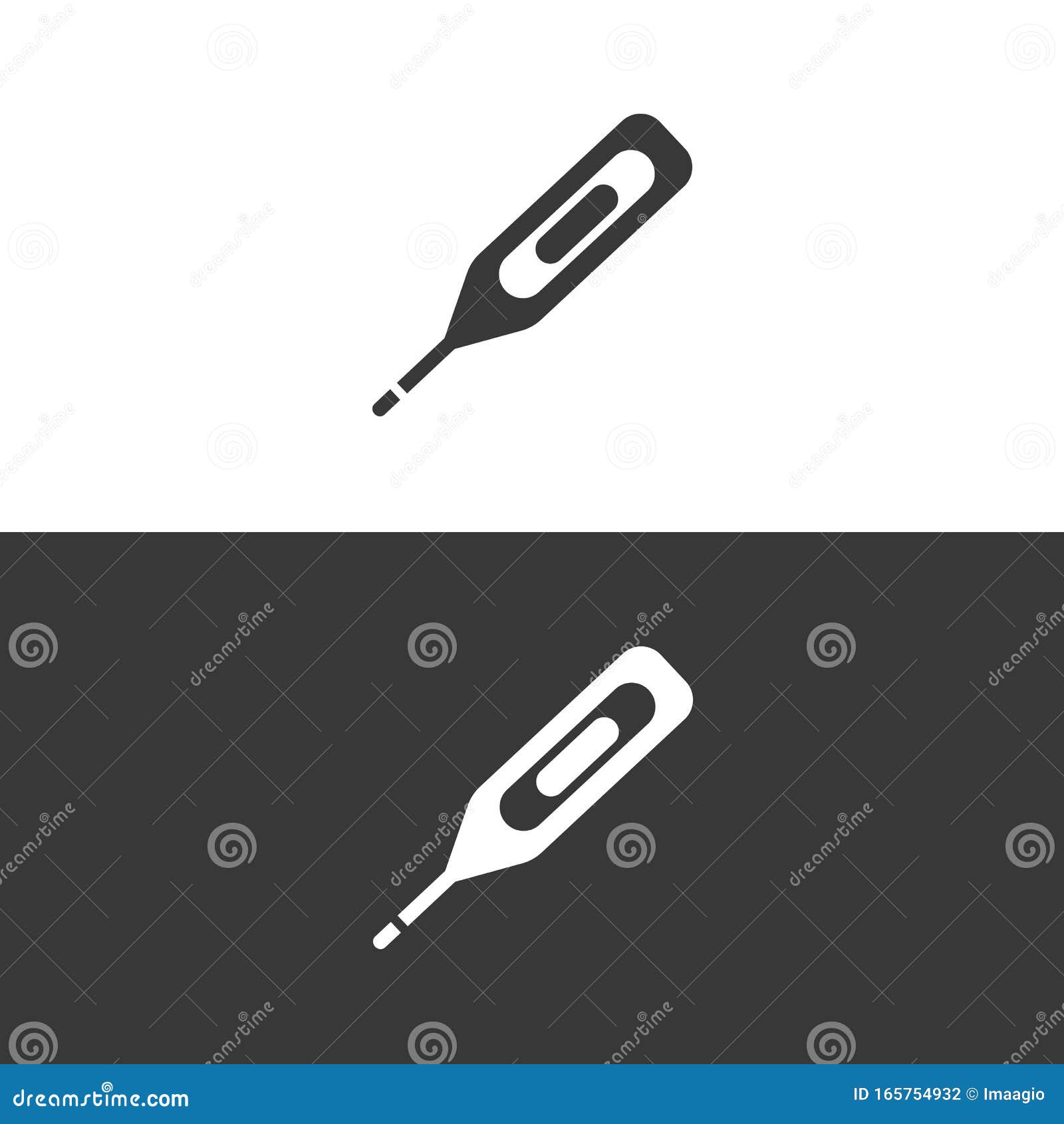 Digital Thermometer Icon on Black and White Background. Vector Pharmacy ...
