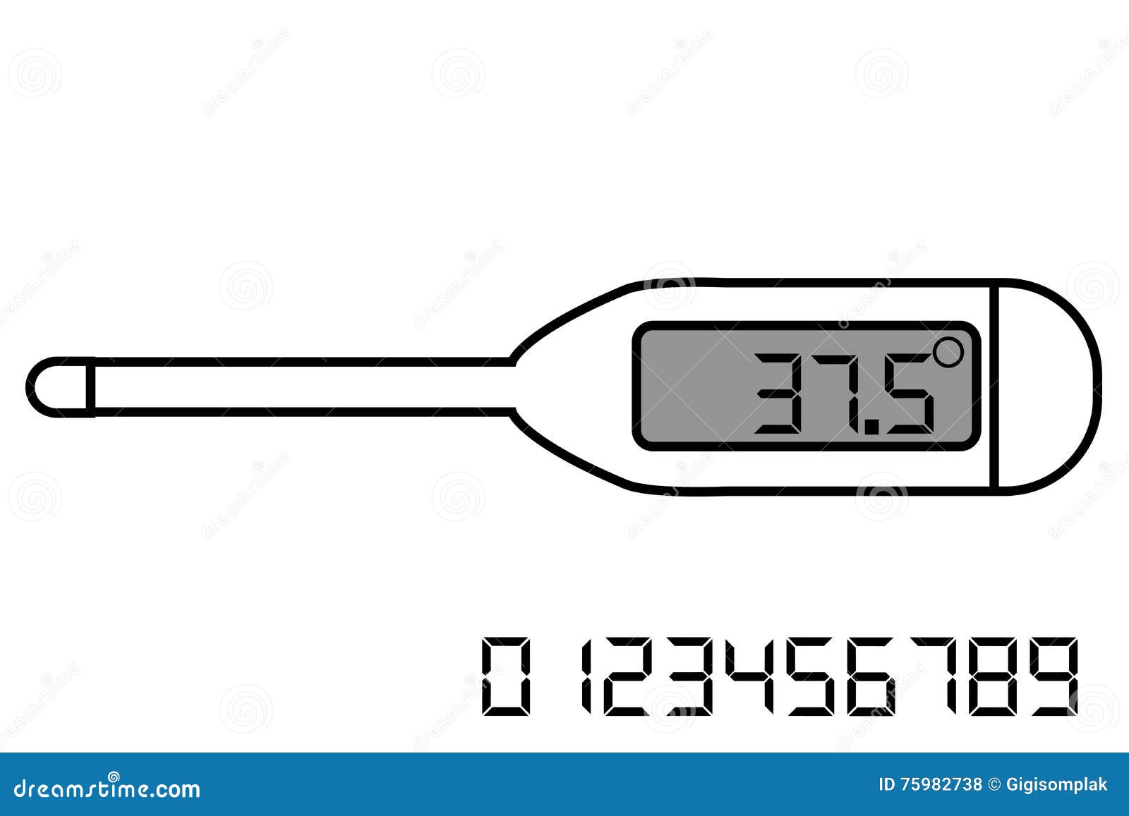Digital Thermometer, Isolated on White Stock Vector - Illustration of ...