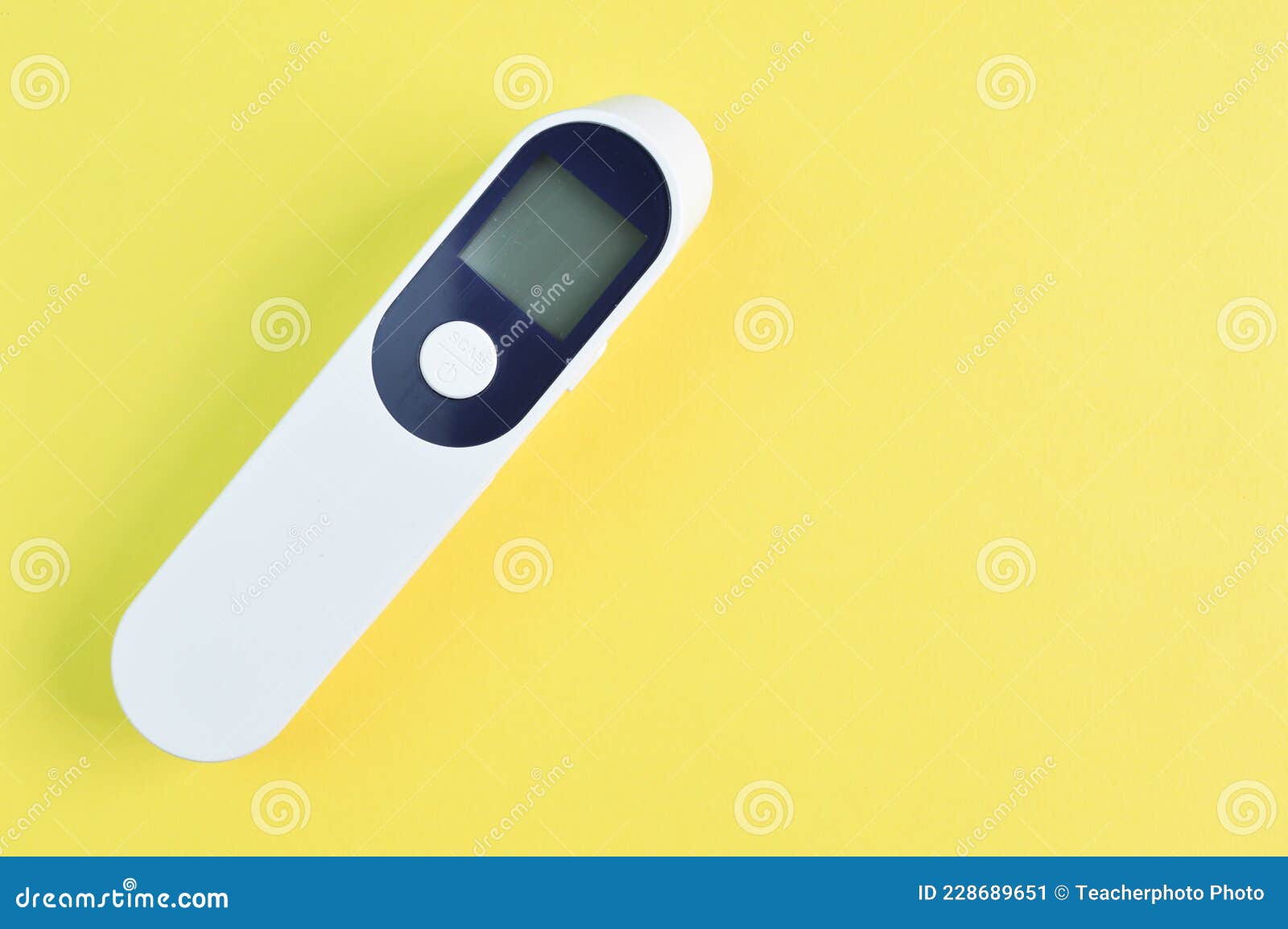 Digital Thermometer Isolated on a Yellow Background Stock Image - Image ...