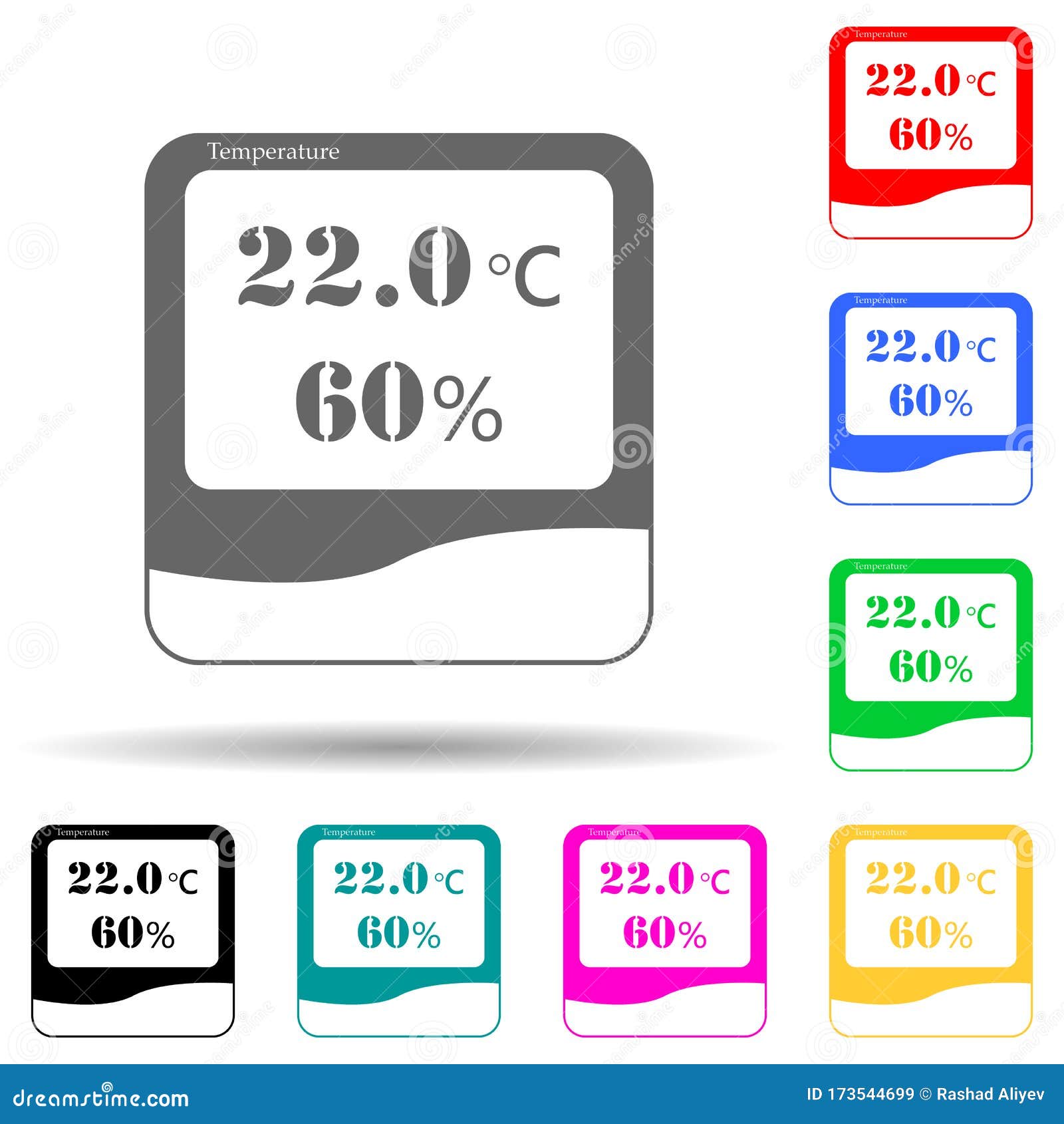 Digital Thermometer Multi Color Style Icon. Simple Glyph, Flat Vector ...