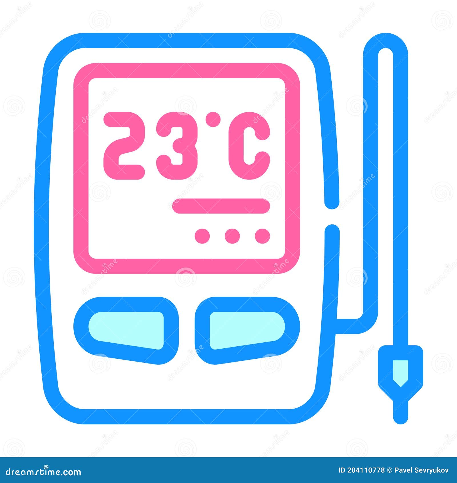 Digital Thermometer with Sensor Color Icon Vector Illustration Stock ...