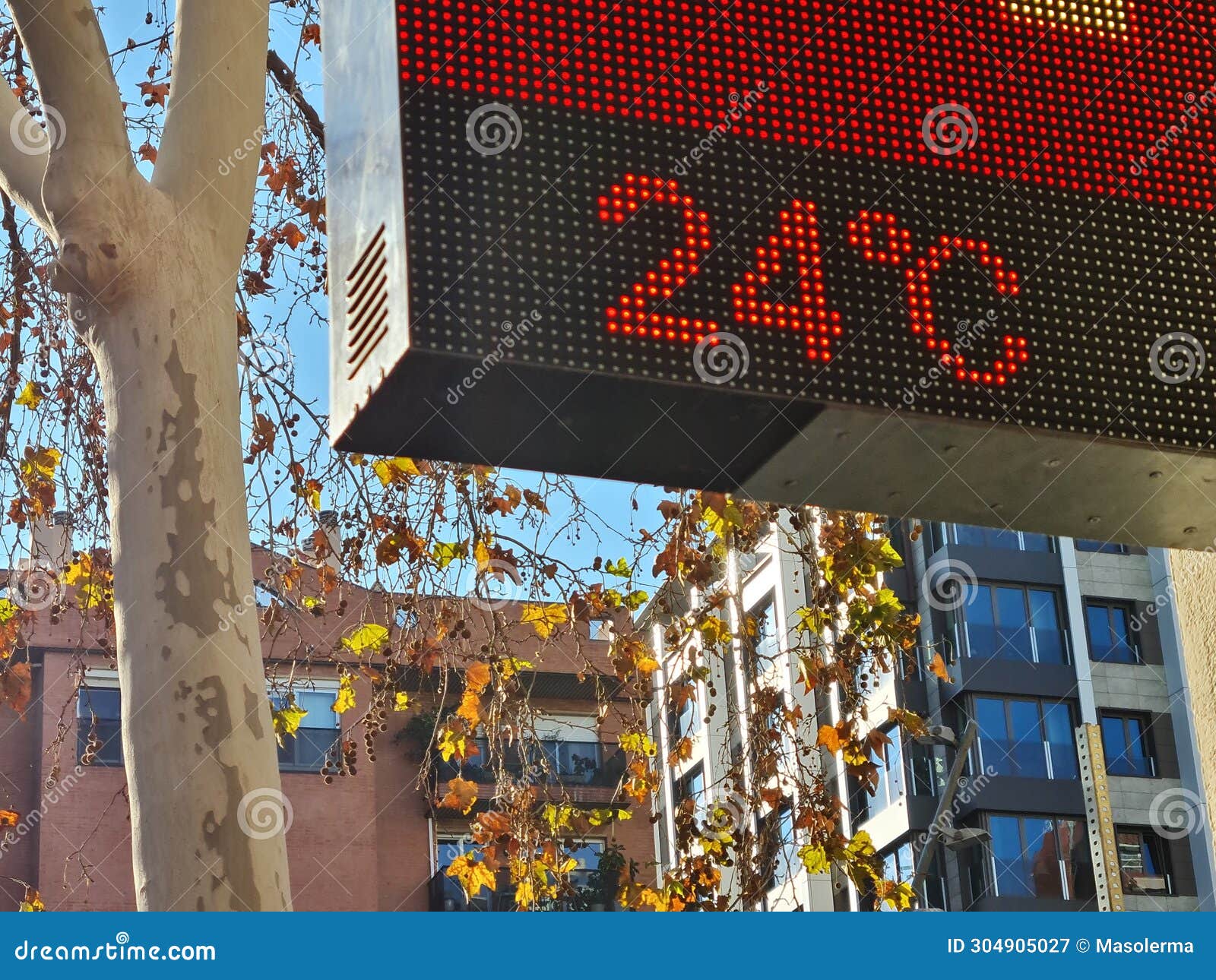 Digital Thermometer in a Street. Climate Change in a City Stock Image ...