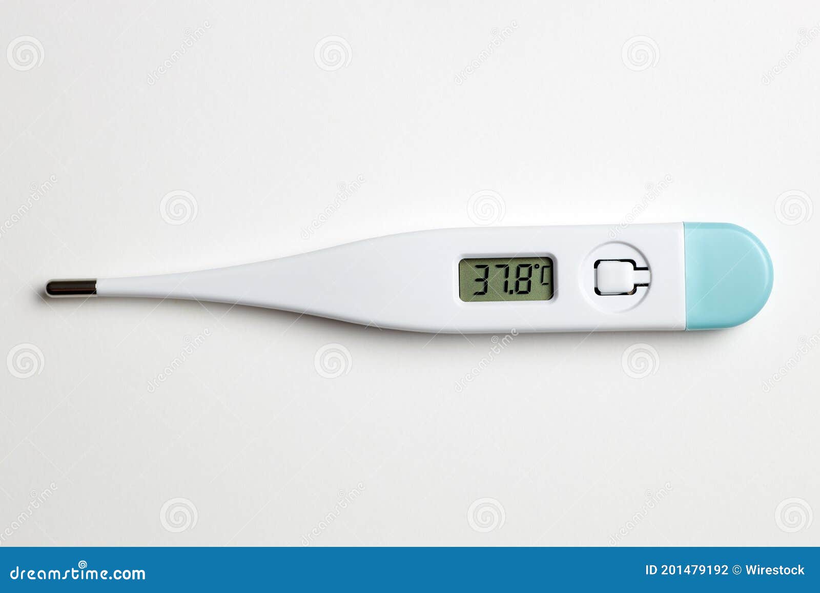 Digital Thermometer on a White Background Marking High Temperature ...