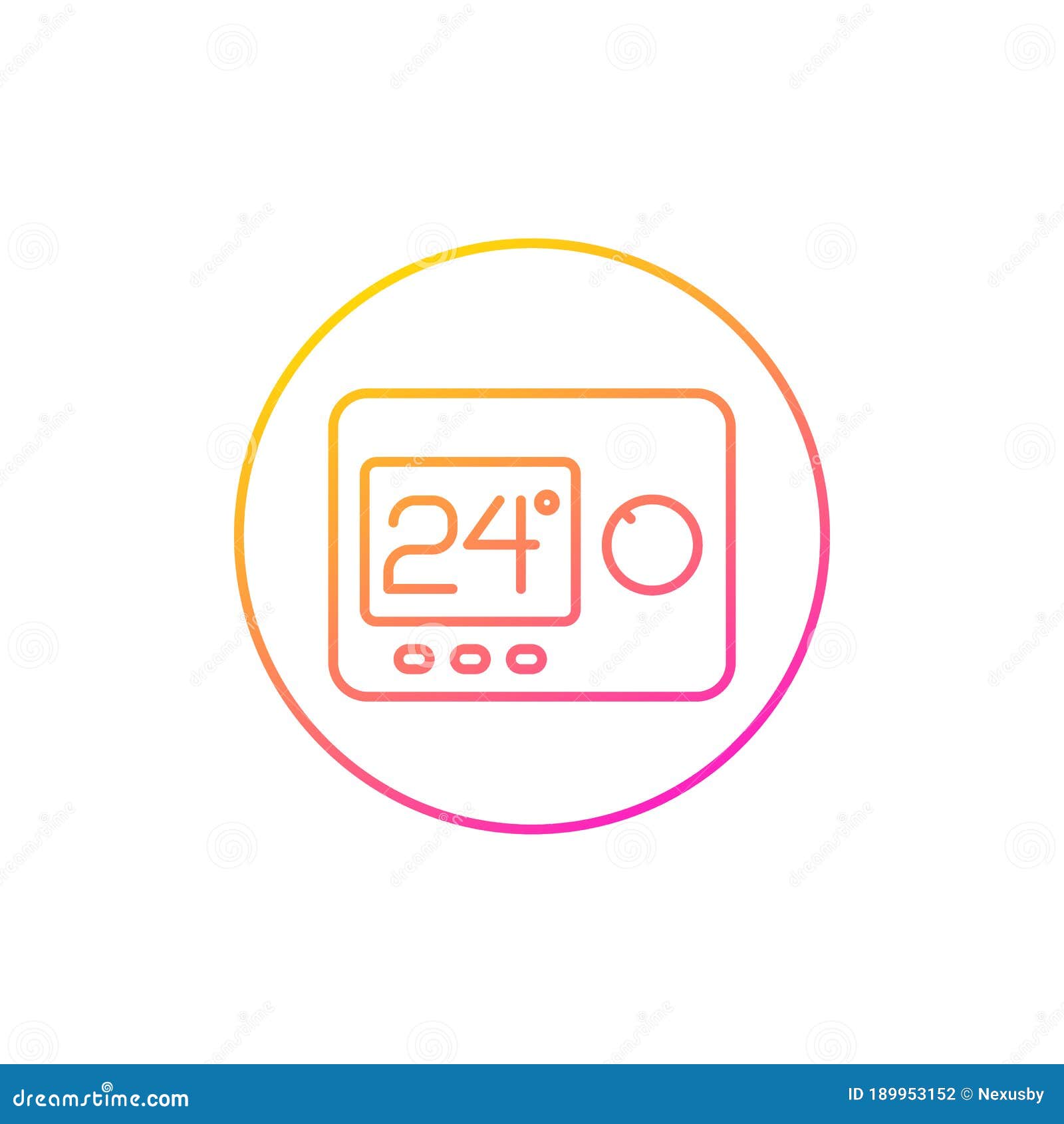 Digital Thermostat Icon, Linear Vector Stock Illustration ...