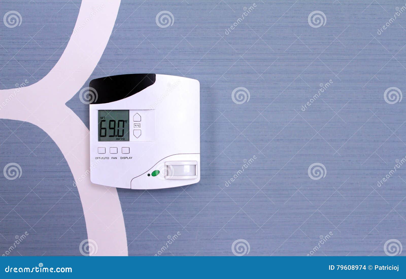 Digital Thermostat on Wallpaper with Copy Space Stock Photo - Image of ...
