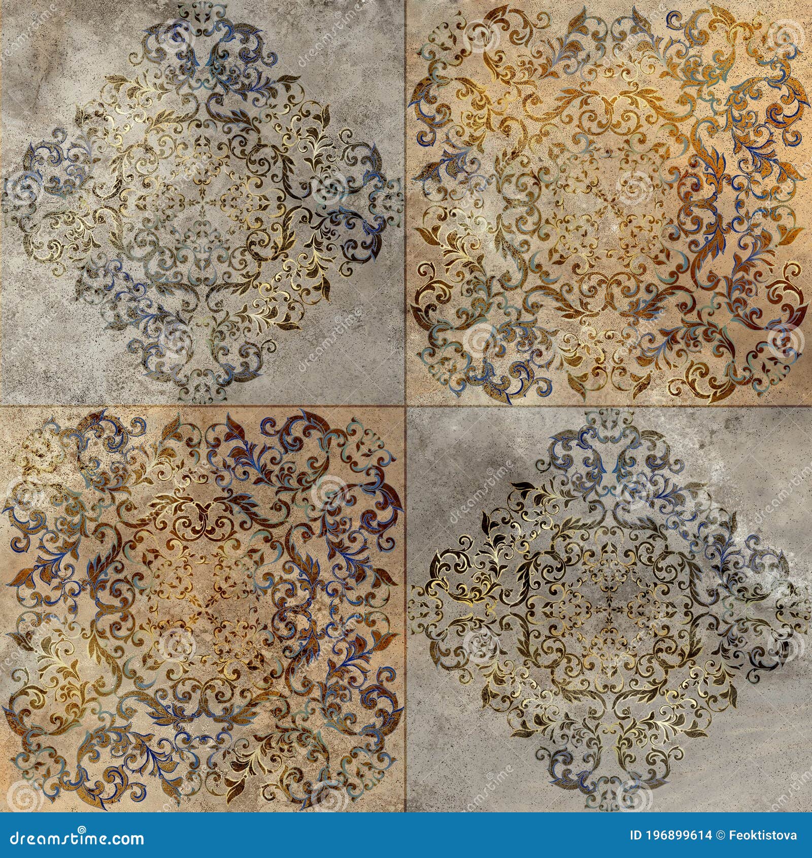 Digital Tile Design Ceramic Wall Damask Decoration Stock Illustration ...