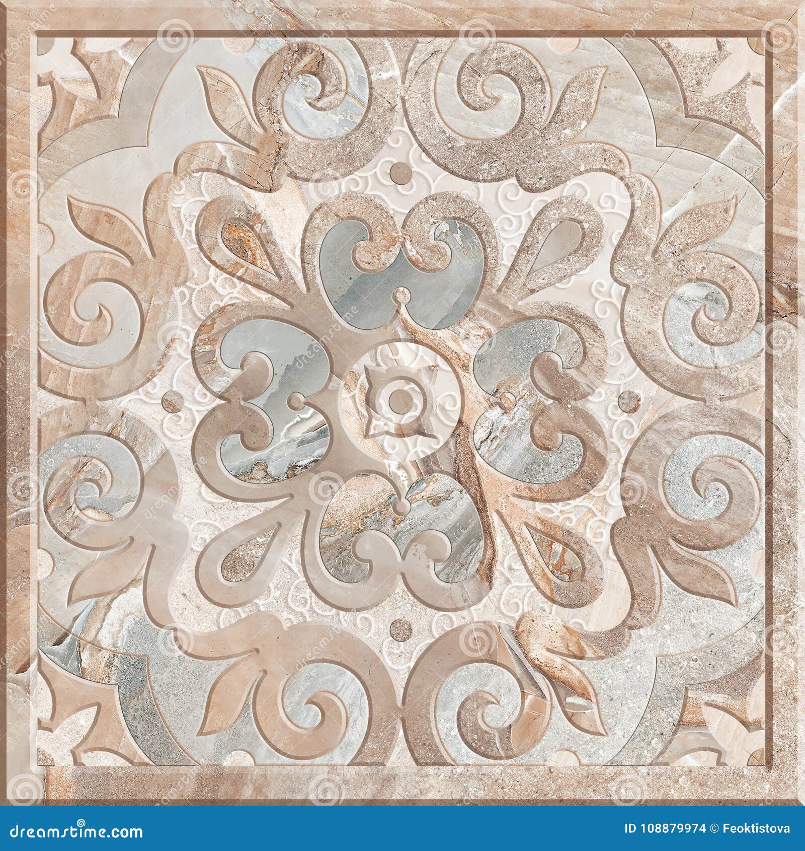 Digital Tile Design. Idea for Ceramic Tile and Wallpaper Stock ...