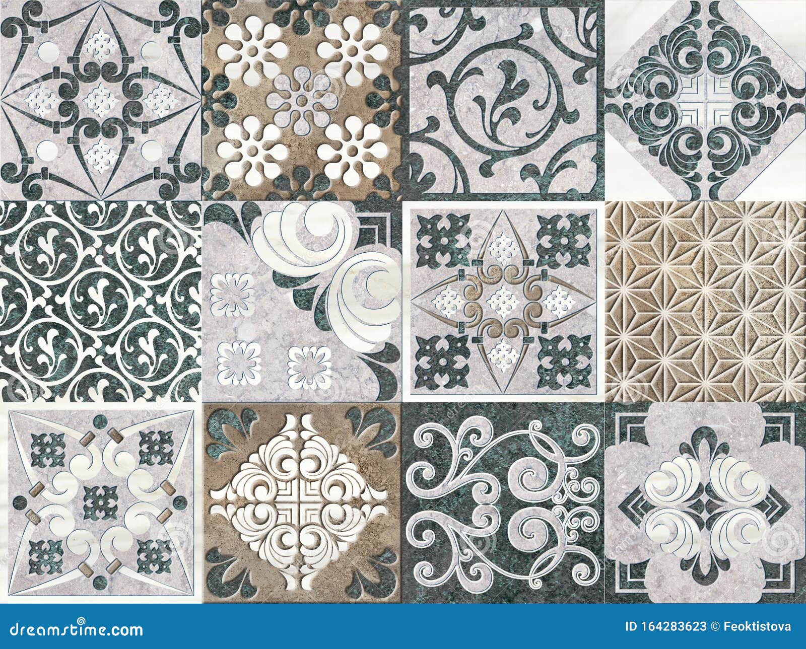 Digital Tiles Design. Colorful Ceramic Wall Tiles Decoration Stock ...
