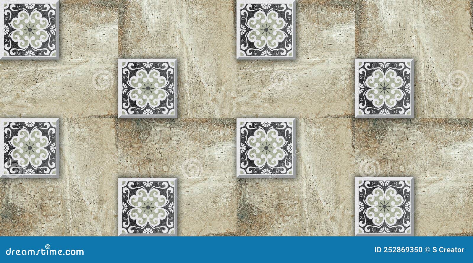 Digital Tiles Design. 3D Render Colorful Ceramic Wall Tiles Decoration ...