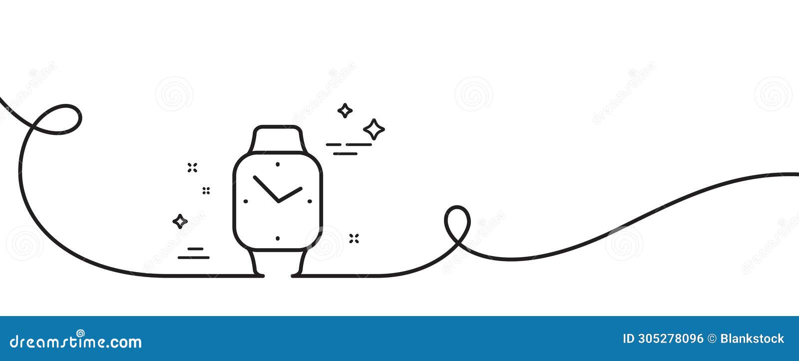 Digital Time Line Icon. Clock Sign. Smartwatch. Continuous Line with Curl. Vector Stock Vector ...